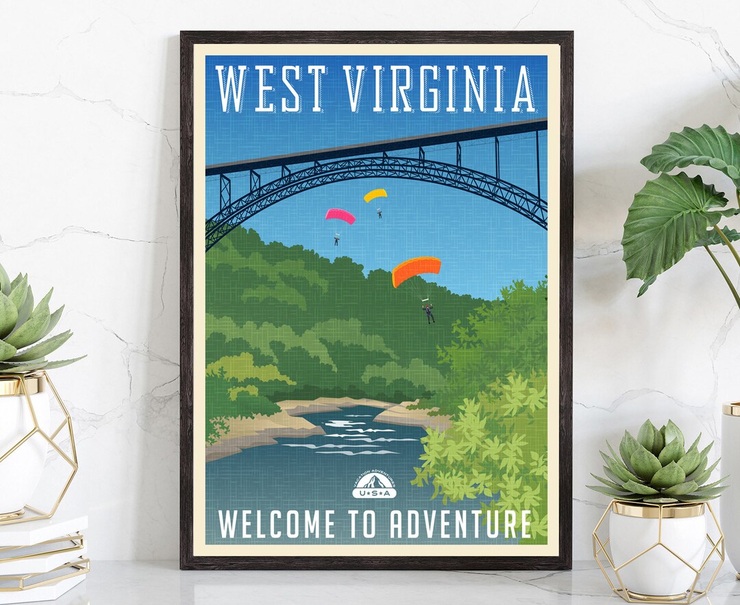 WEST VIRGINIA Retro Style Travel Poster, West Virginia Vintage Rustic ...