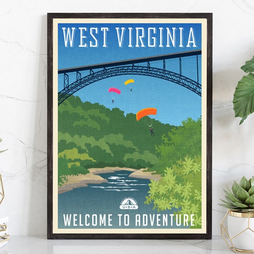 Retro Style Travel Poster West Virginia Vintage Rustic Poster - Etsy