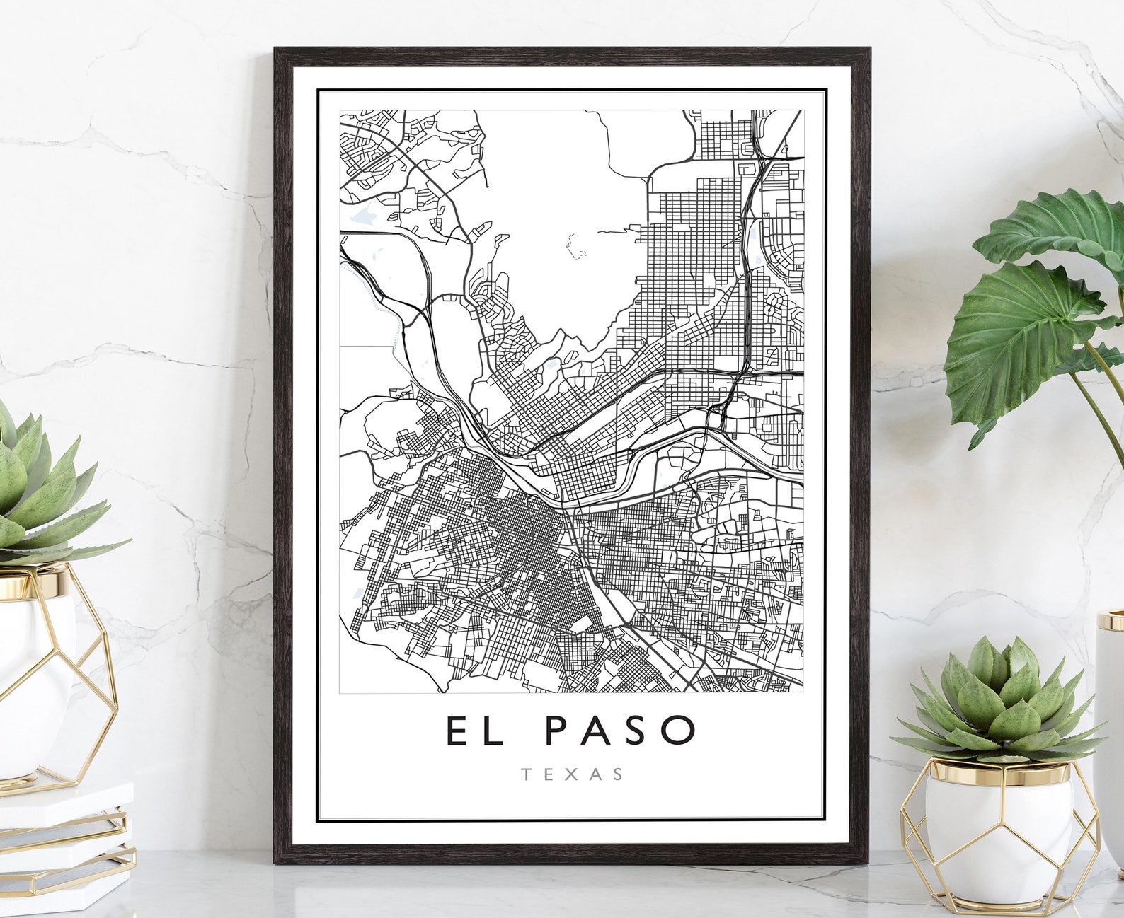 El Paso Texas City Map El Paso City Road Map Poster City - Etsy