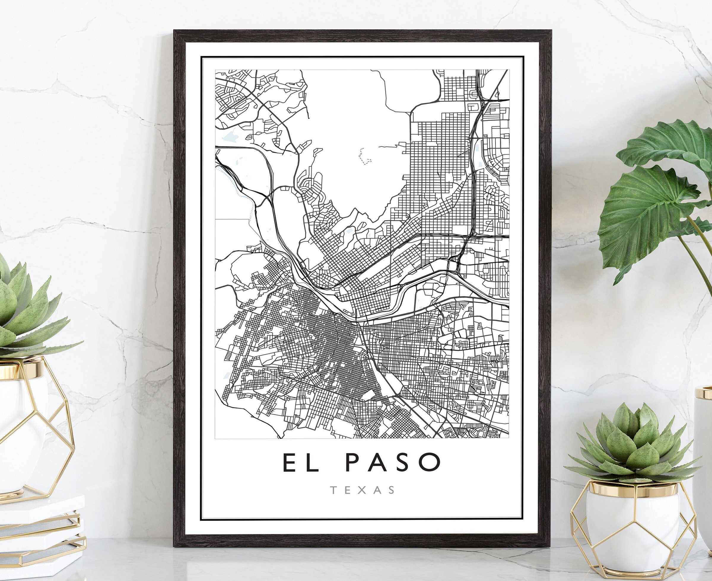 El Paso Texas City Map El Paso City Road Map Poster City - Etsy