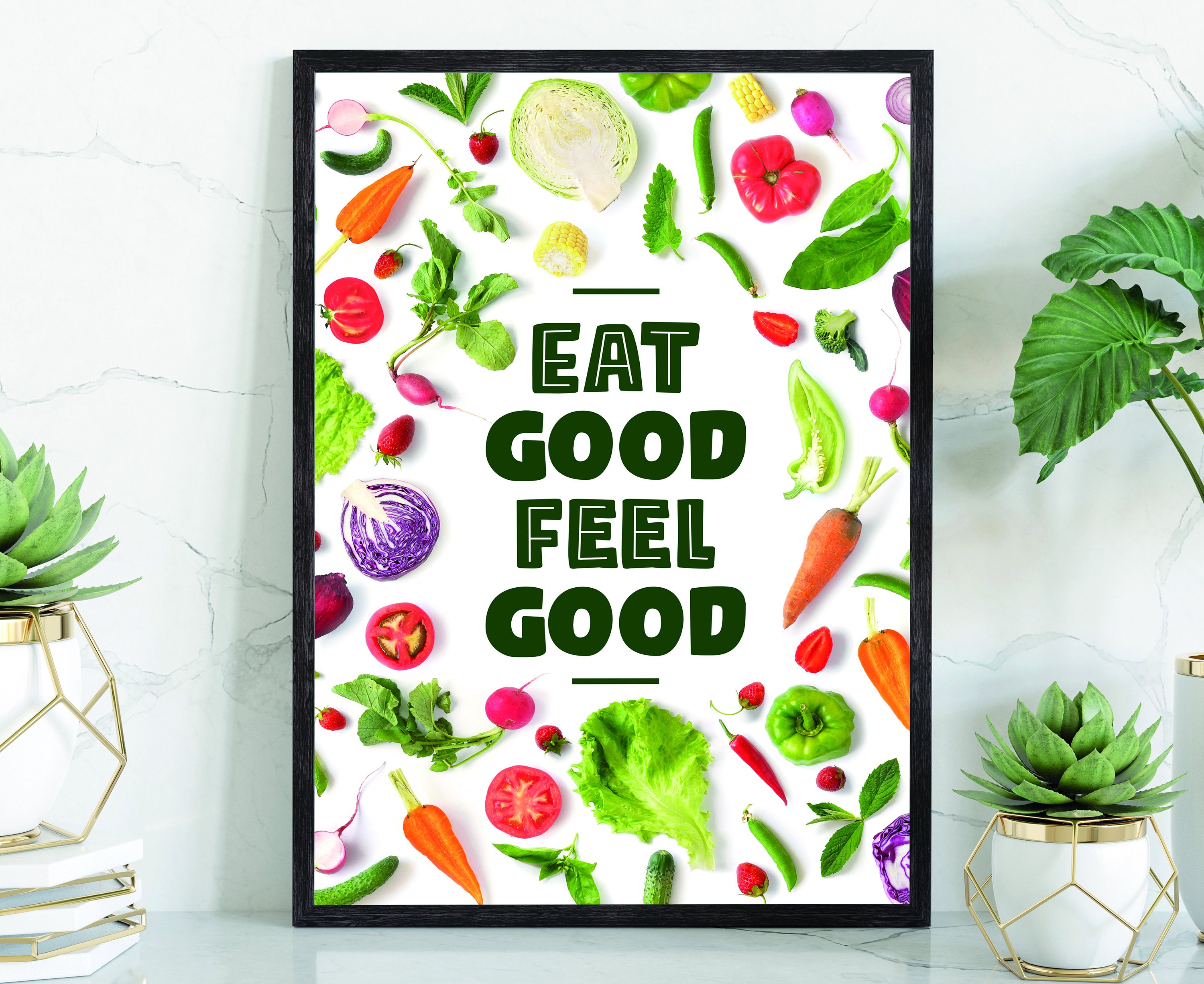 Eat good Feel good poster gym prints kitchen wall decor | Etsy