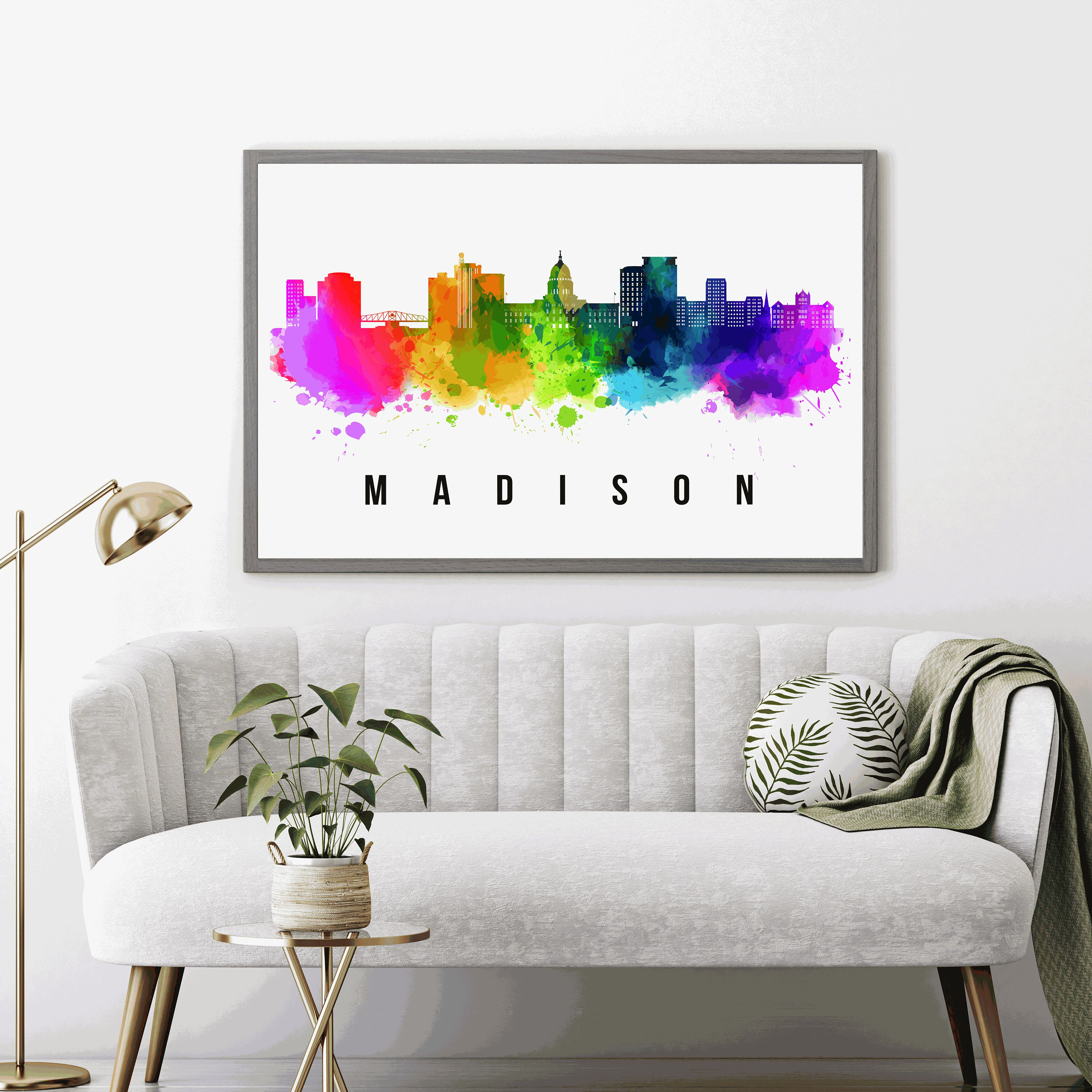Madison Skyline Wisconsin Poster Wisconsin Cityscape - Etsy
