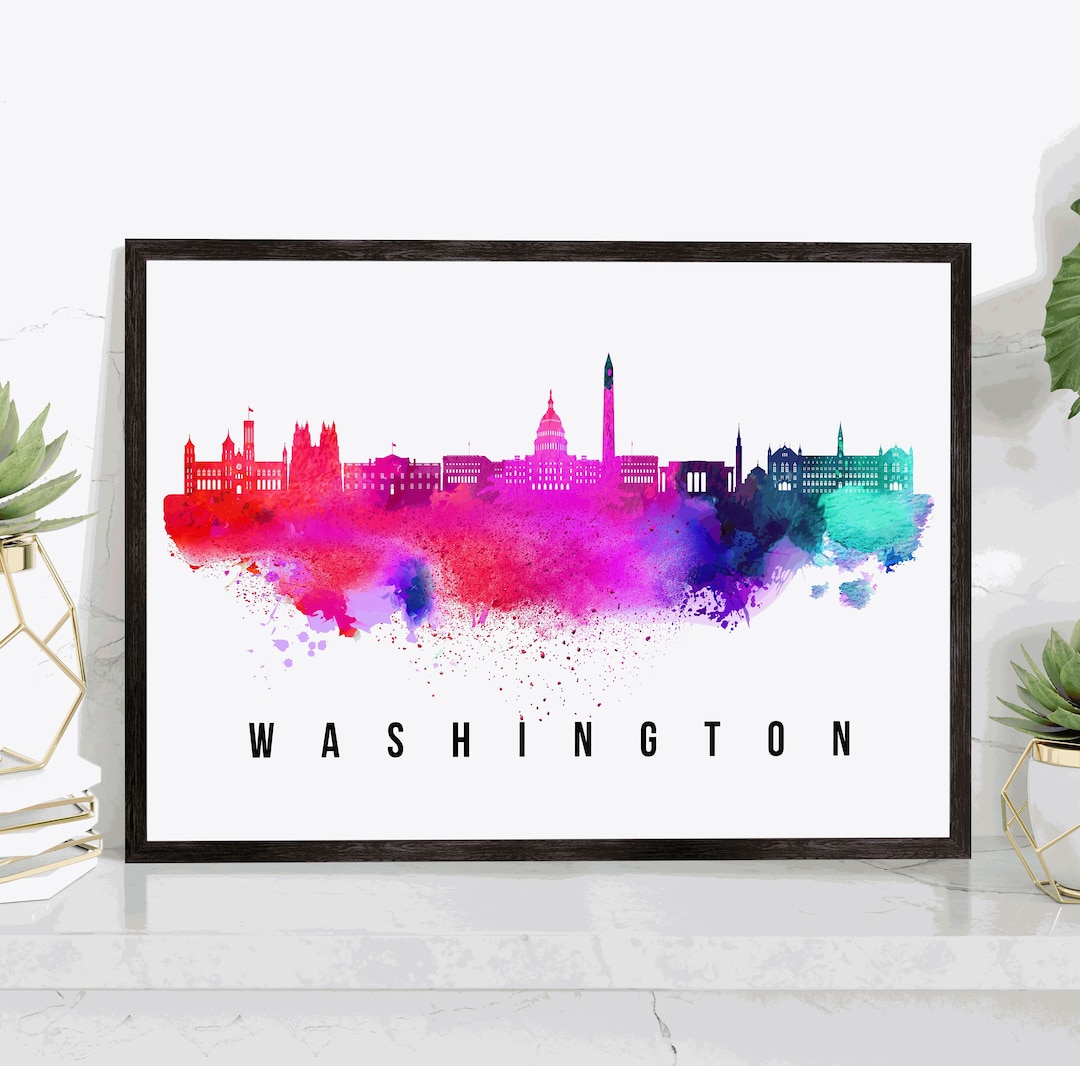 Washington DC Skyline Poster, Washington DC Cityscape Poster Print ...