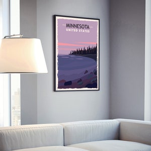 Retro Style Travel Poster, Minnesota Vintage Rustic Poster Print, Home ...