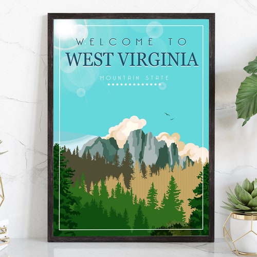 Retro Style Travel Poster West Virginia Vintage Rustic Poster - Etsy