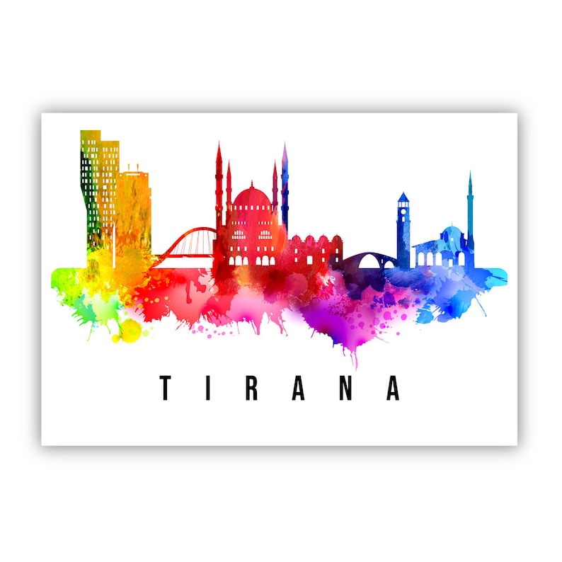 Pera Print Tirana Skyline Posters, Tirana Albania Poster, Illustration ...