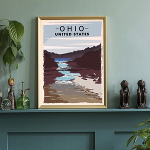 Retro Style Travel Poster, Ohio Vintage Rustic Poster Print, Home Wall ...