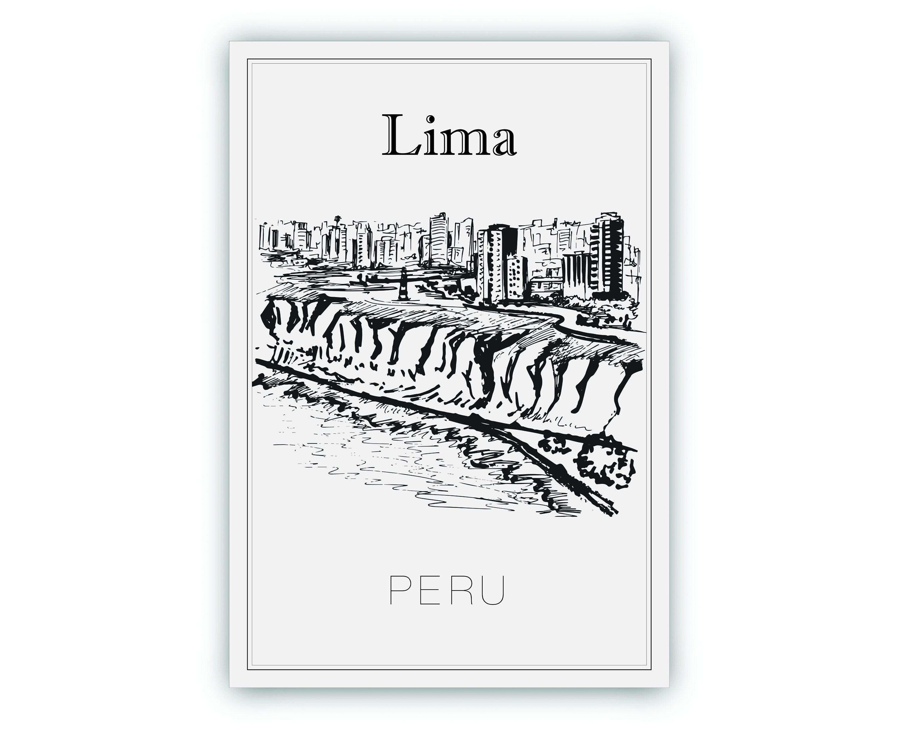 Hand Drawn Poster Lima Travel Poster Peru Lima Poster Wall | Etsy