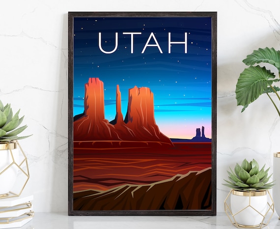 Retro Style Travel Poster Utah Vintage Rustic Poster Print - Etsy