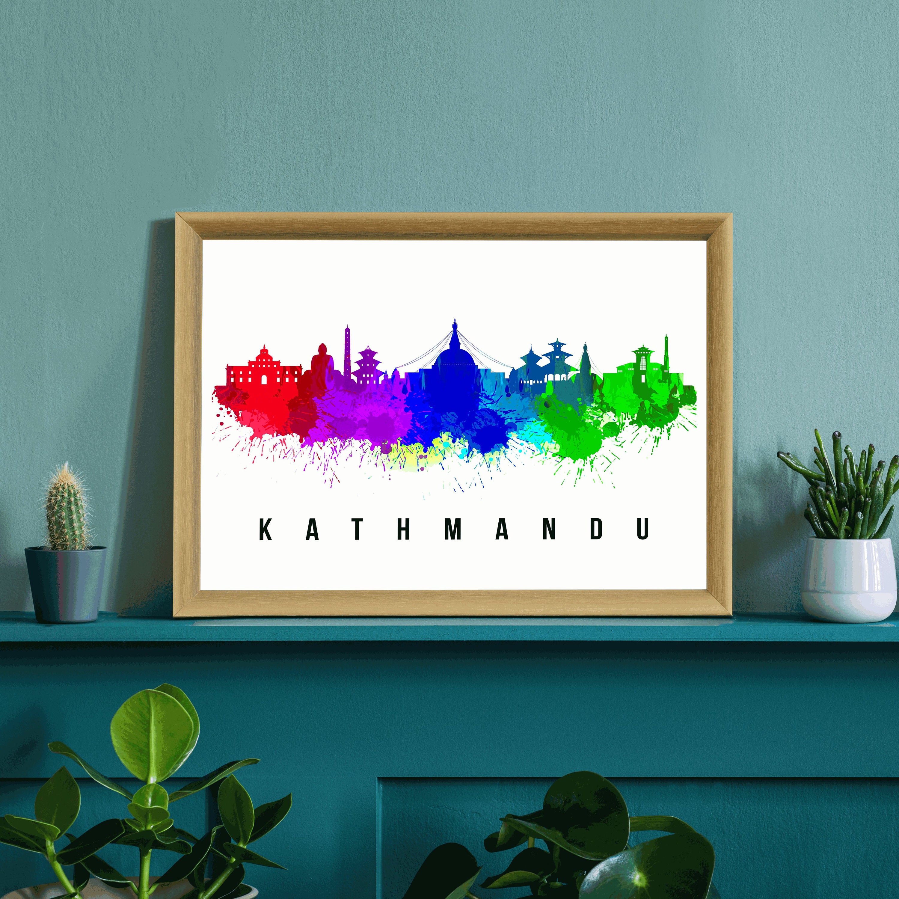 KATHMANDU - NEPAL Poster, Skyline Poster Cityscape and Landmark Print ...
