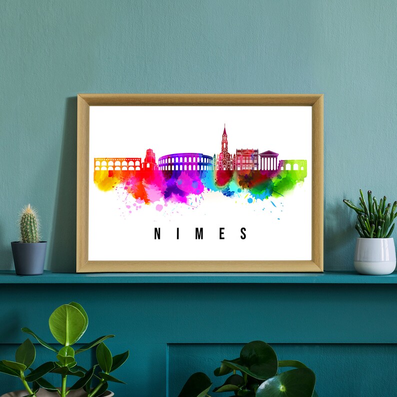 Nimes France Poster, Skyline Poster Cityscape Poster, France Landmark ...