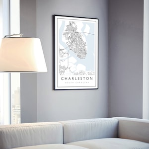 Charleston City Map, States Road Map Poster, Charleston South Carolina ...