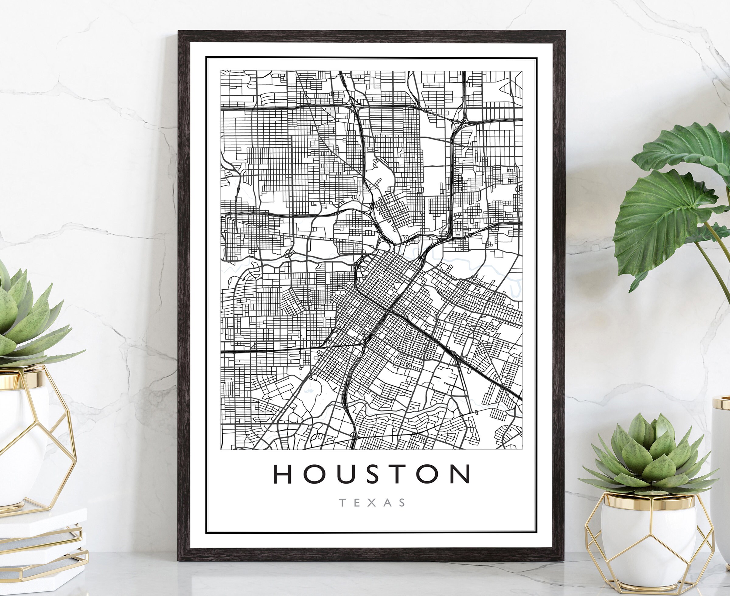 Houston Texas City Map, Houston Texas City Road Map Poster, City Street ...