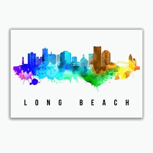 Long Beach Skyline California Poster, California Cityscape Painting ...