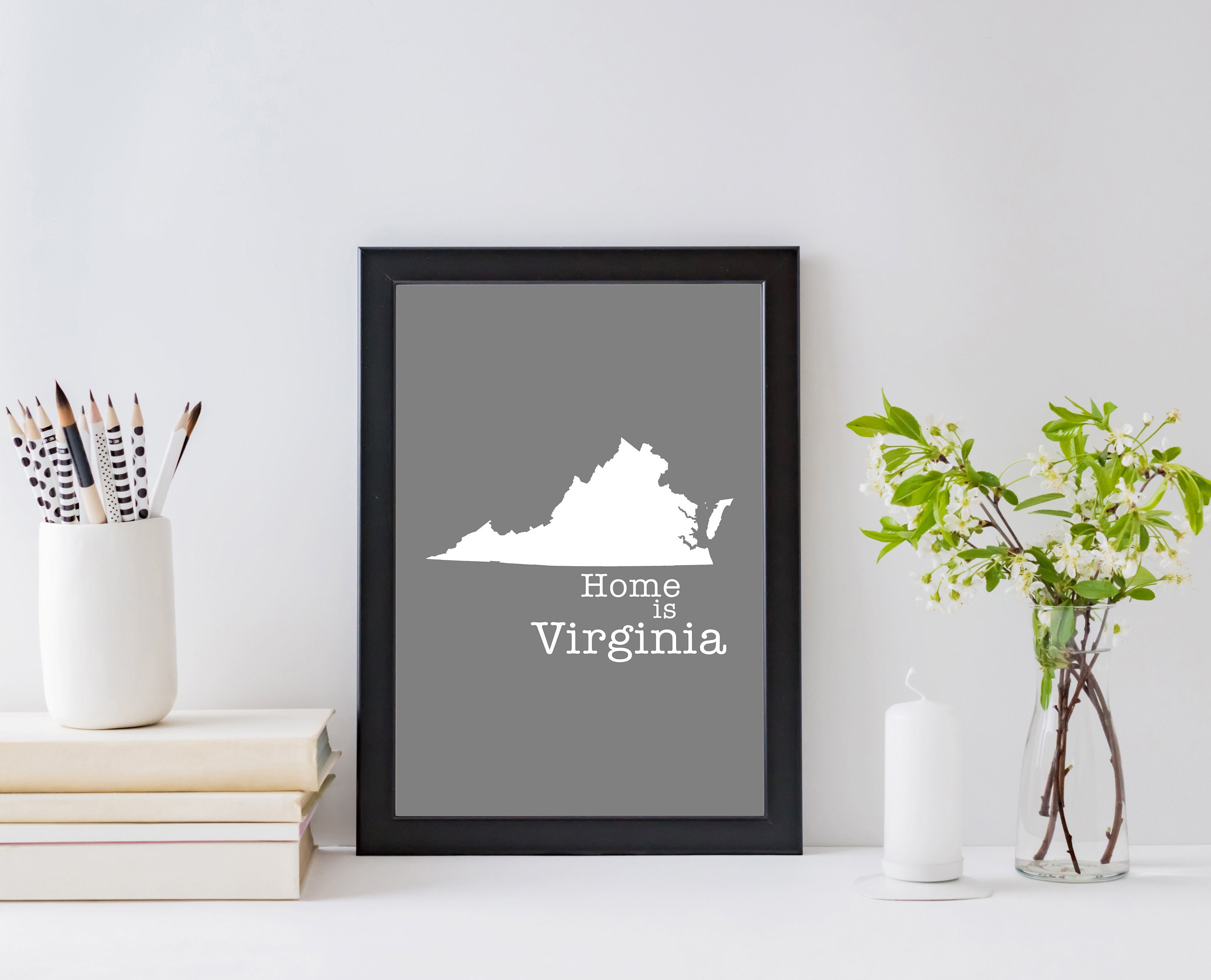 Virginia Map Wall Art Virginia Modern Map Poster Print City | Etsy