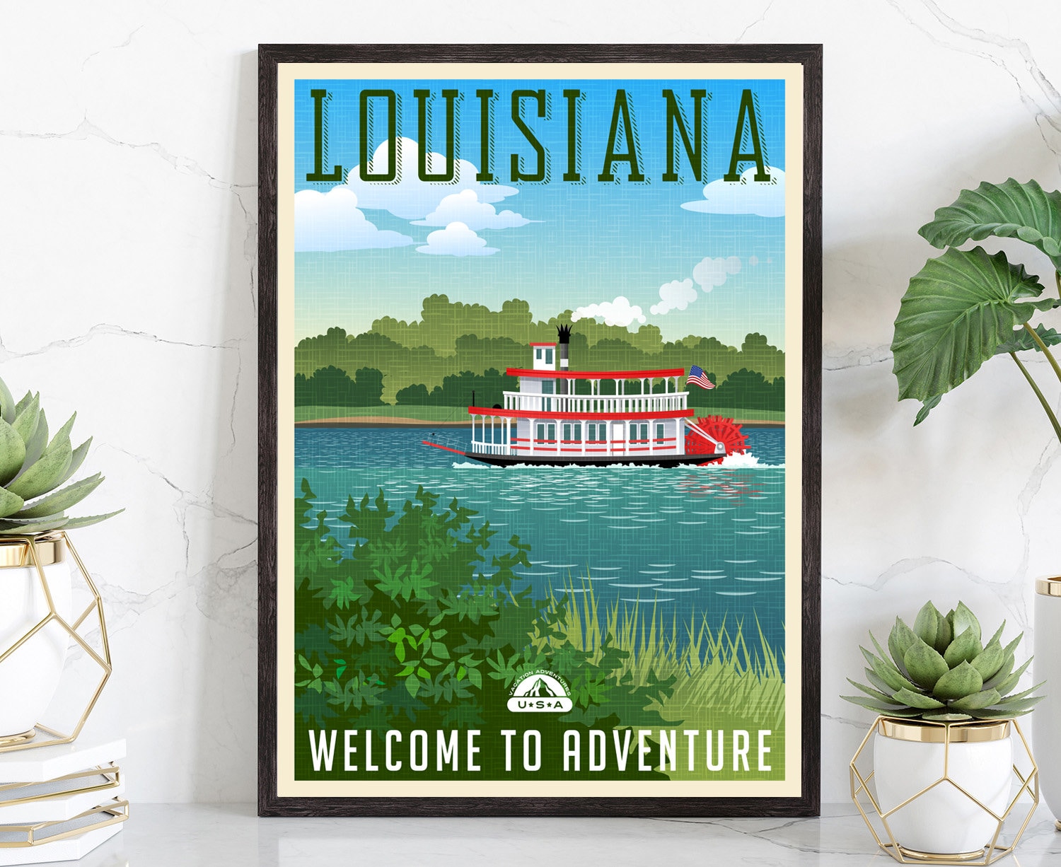 Retro Style Travel Poster Louisiana Vintage Rustic Poster - Etsy