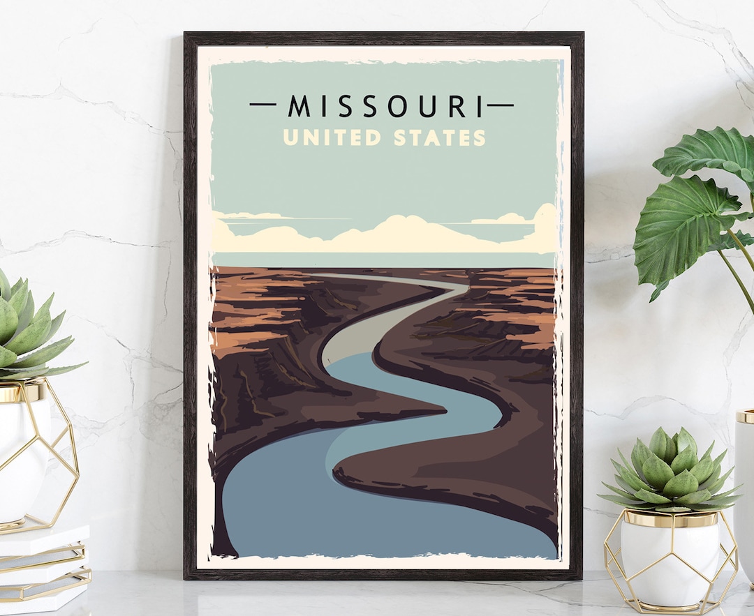 Retro Style Travel Poster, Missouri Vintage Rustic Poster Print, Home ...