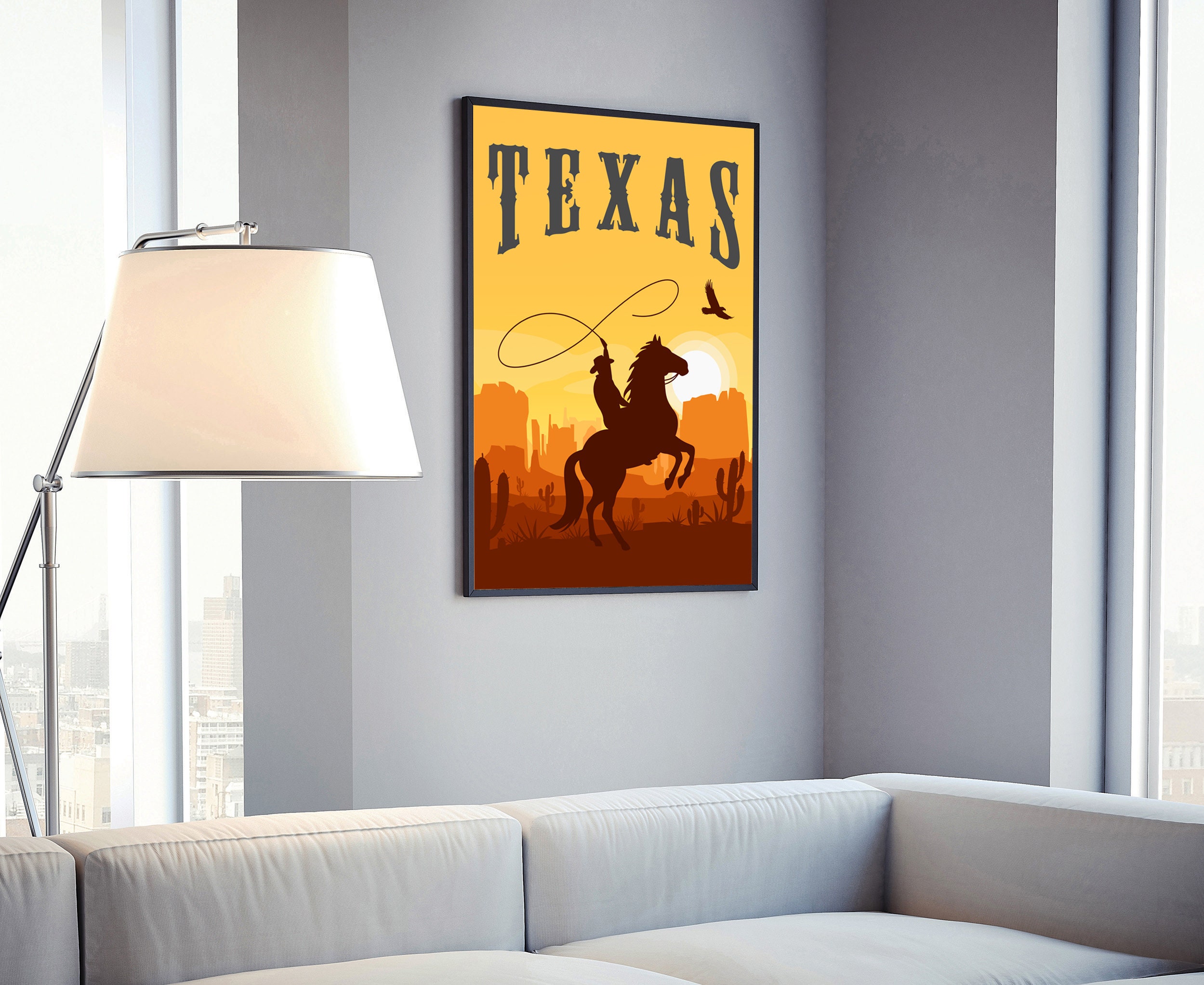 Retro Style Travel Poster, Texas Vintage Rustic Poster Print, Home Wall ...
