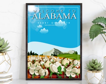 Alabama State Wall Map Large Print Poster - Etsy