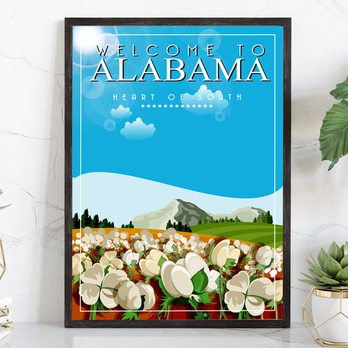 Retro Style Travel Poster Alabama Vintage Rustic Poster - Etsy