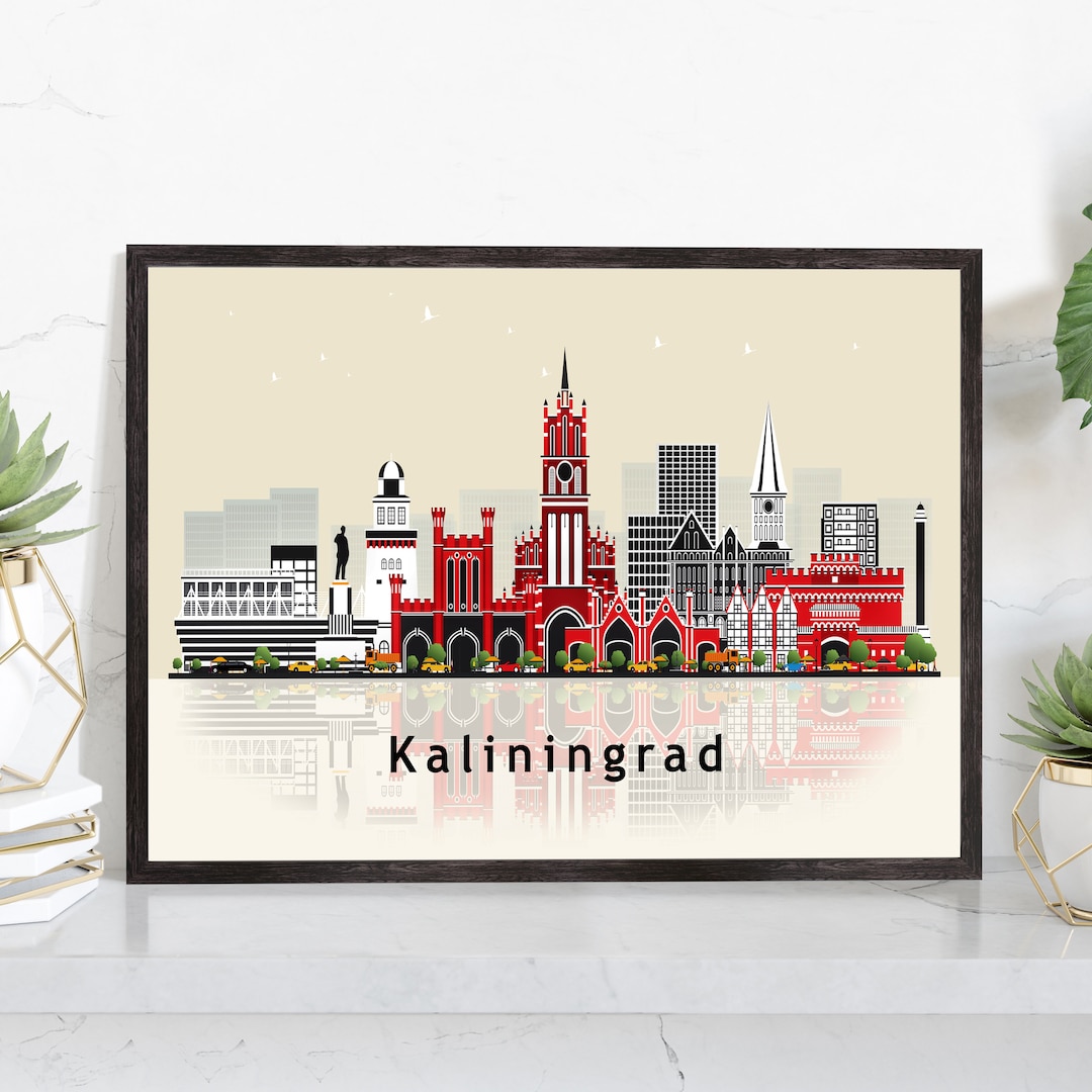 KALININGRAD RUSSIA Illustration Skyline Poster, Modern Skyline ...