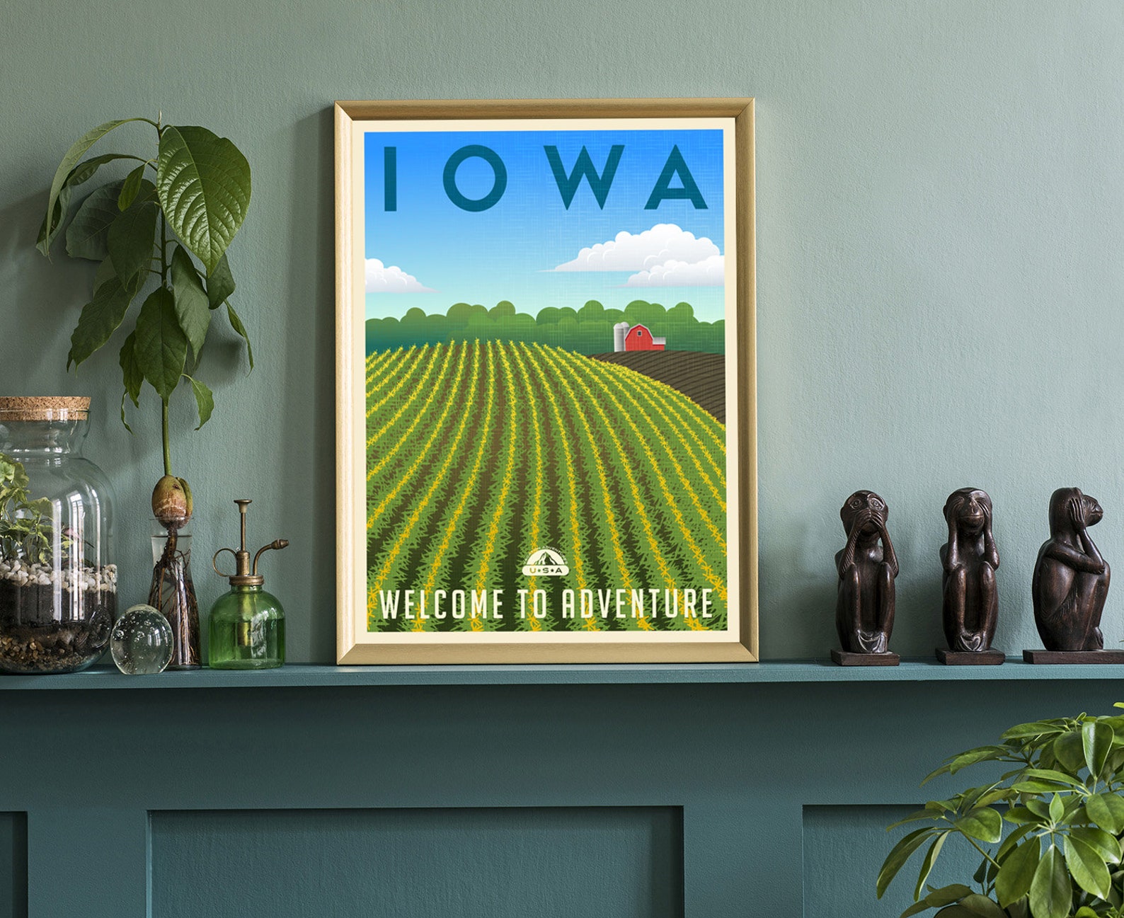 Retro Style Travel Poster Iowa Vintage Rustic Poster Print | Etsy