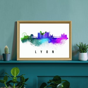 LYON - FRANCE Poster, Skyline Poster Cityscape and Landmark Lyon ...