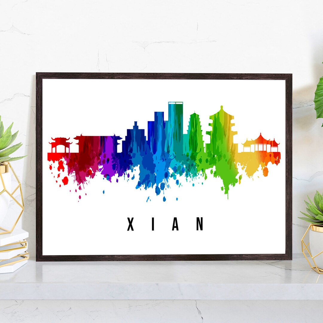 Pera Print, Xian China Skyline Poster, Xian China Poster, Illustration ...
