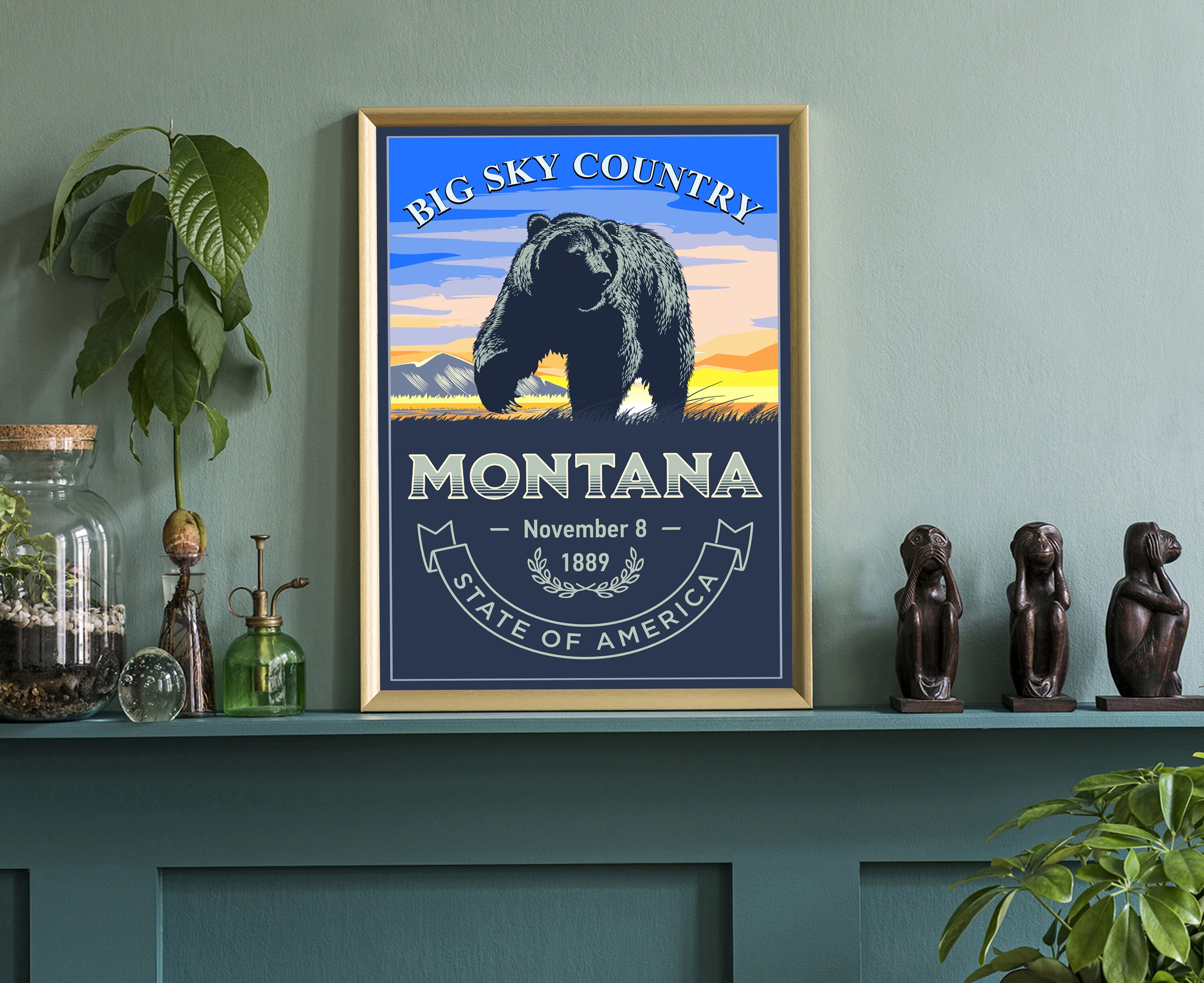 United States Poster, Montana State Poster Print, Montana State Emblem ...