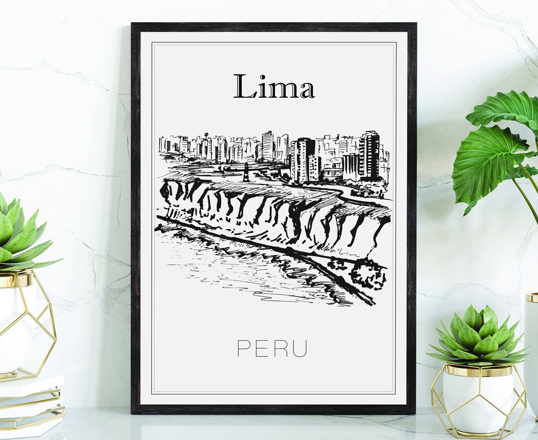 Hand Drawn Poster, Lima Travel Poster, Peru Lima Poster Wall Art, Lima ...