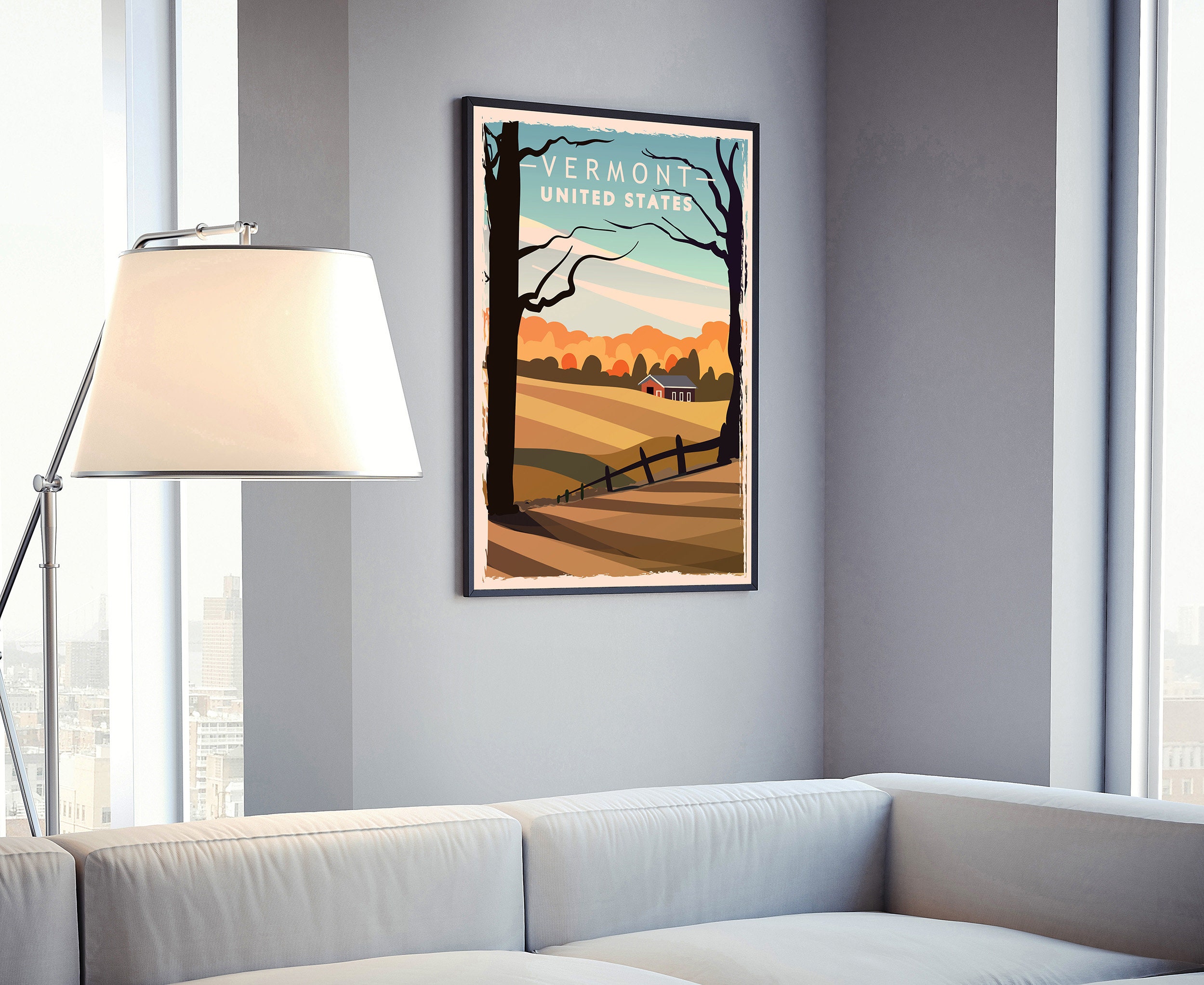 Retro Style Travel Poster Vermont Vintage Rustic Poster | Etsy