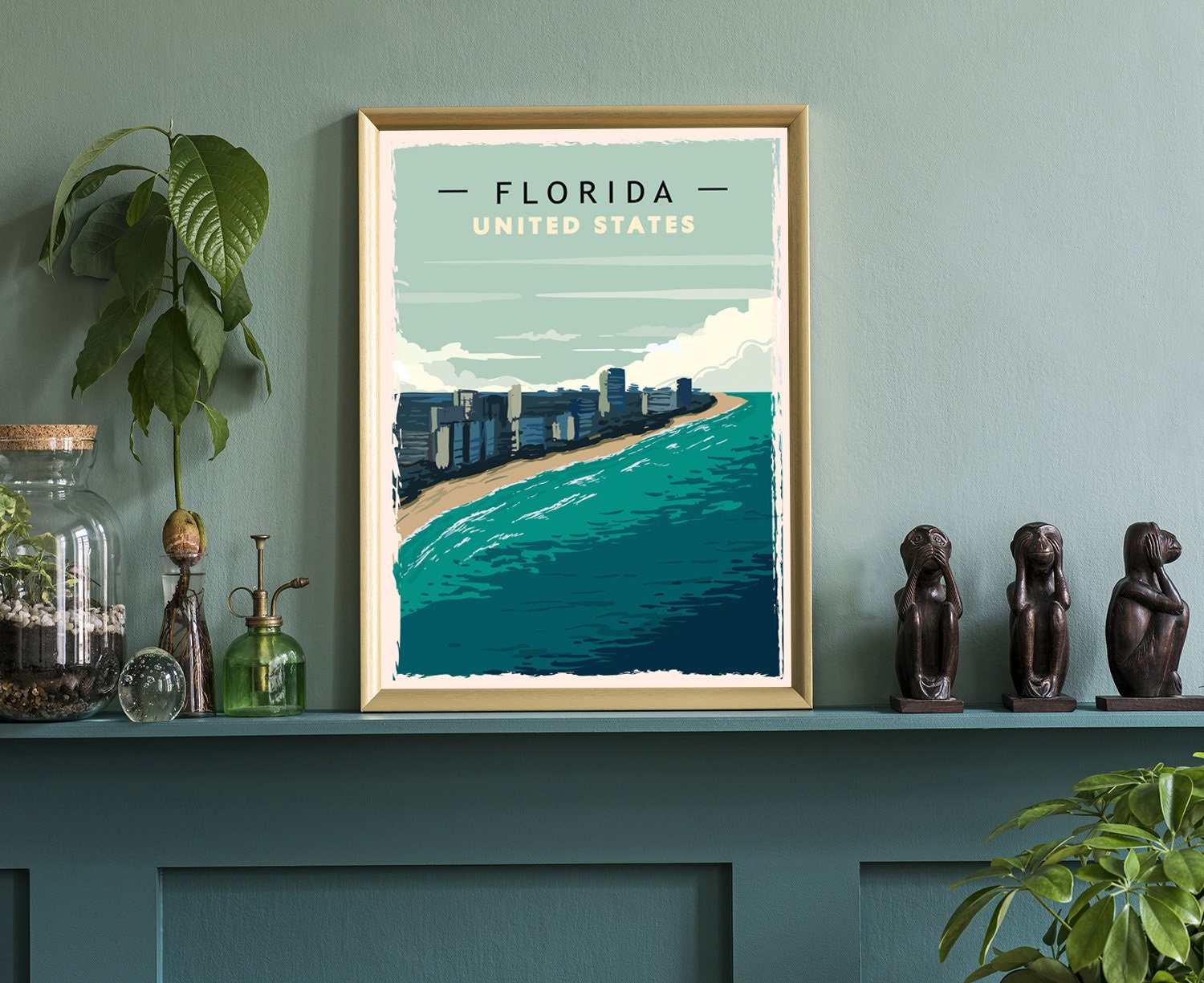Retro Style Travel Poster Florida Vintage Rustic Poster | Etsy