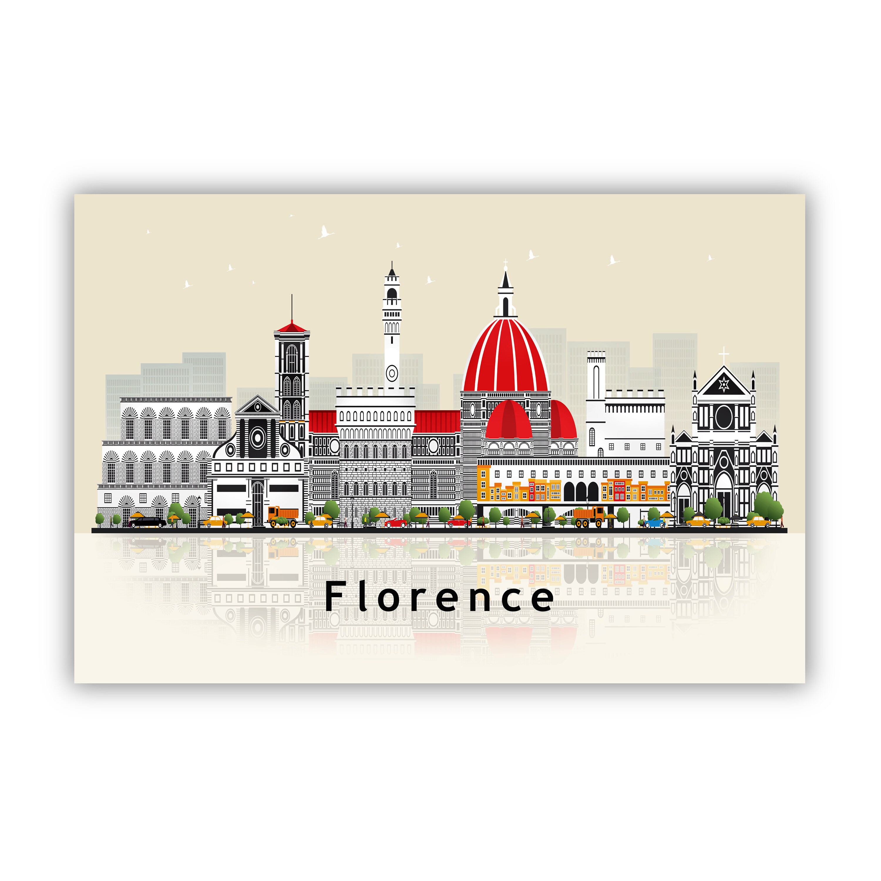 FLORENCE ITALY Illustration Skyline Poster, Florence Modern Skyline ...