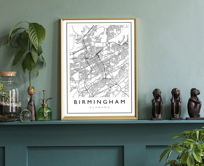 Birmingham Map Birmingham City Road Map Posterbirmingham - Etsy