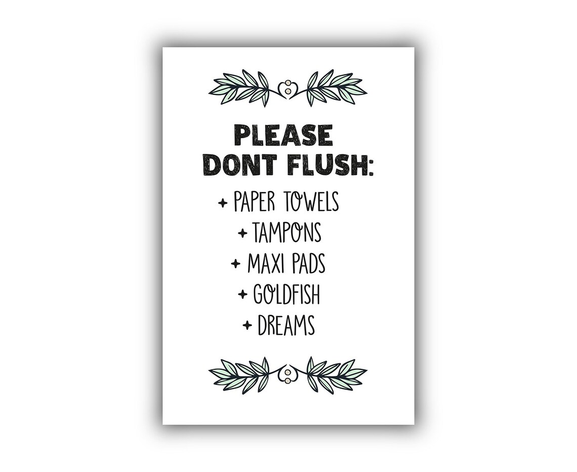 Please Don't Flush, Restroom Wall Decor, Bathroom Wall Decor, Toilet ...