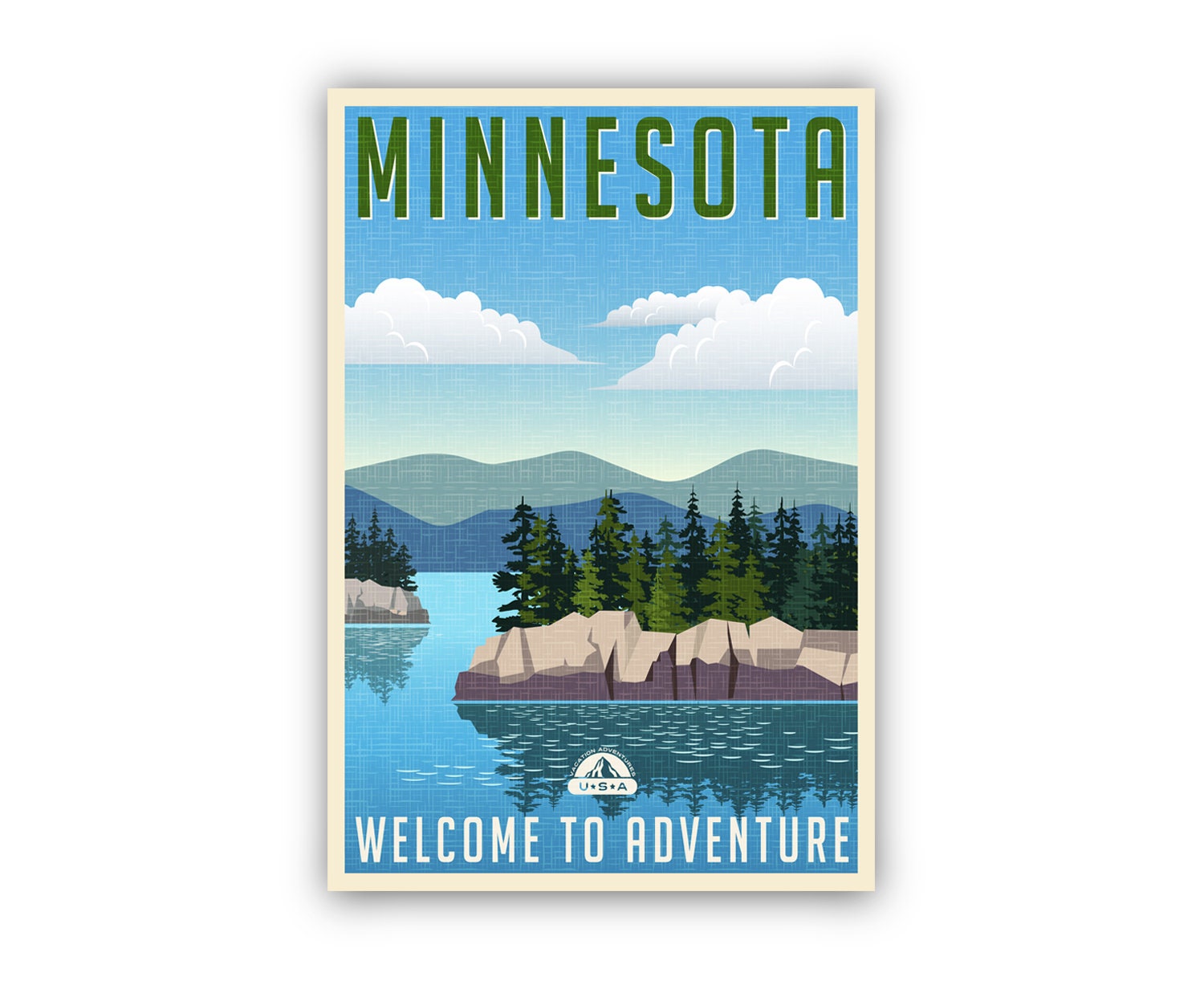 Retro Style Travel Poster Minnesota Vintage Rustic Poster - Etsy