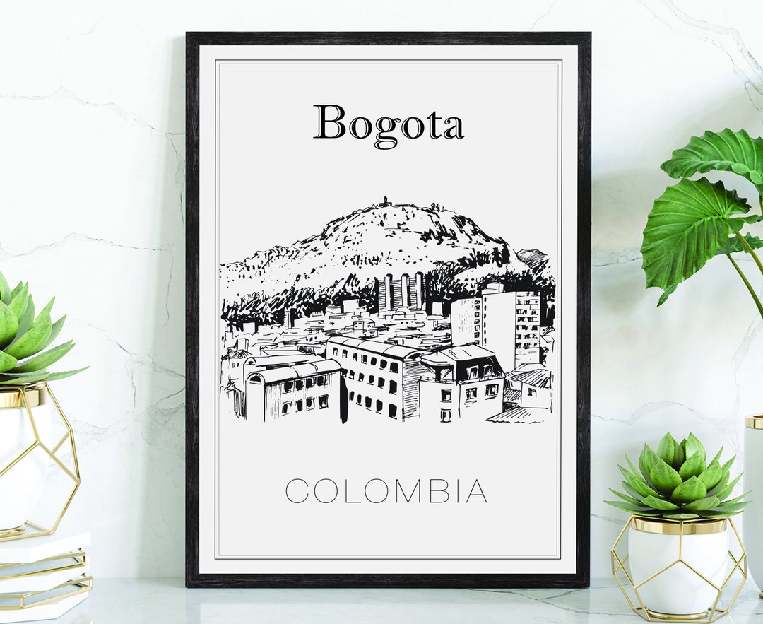 Hand Drawn Poster, Bogota Travel Poster, Colombia Poster Wall Art ...