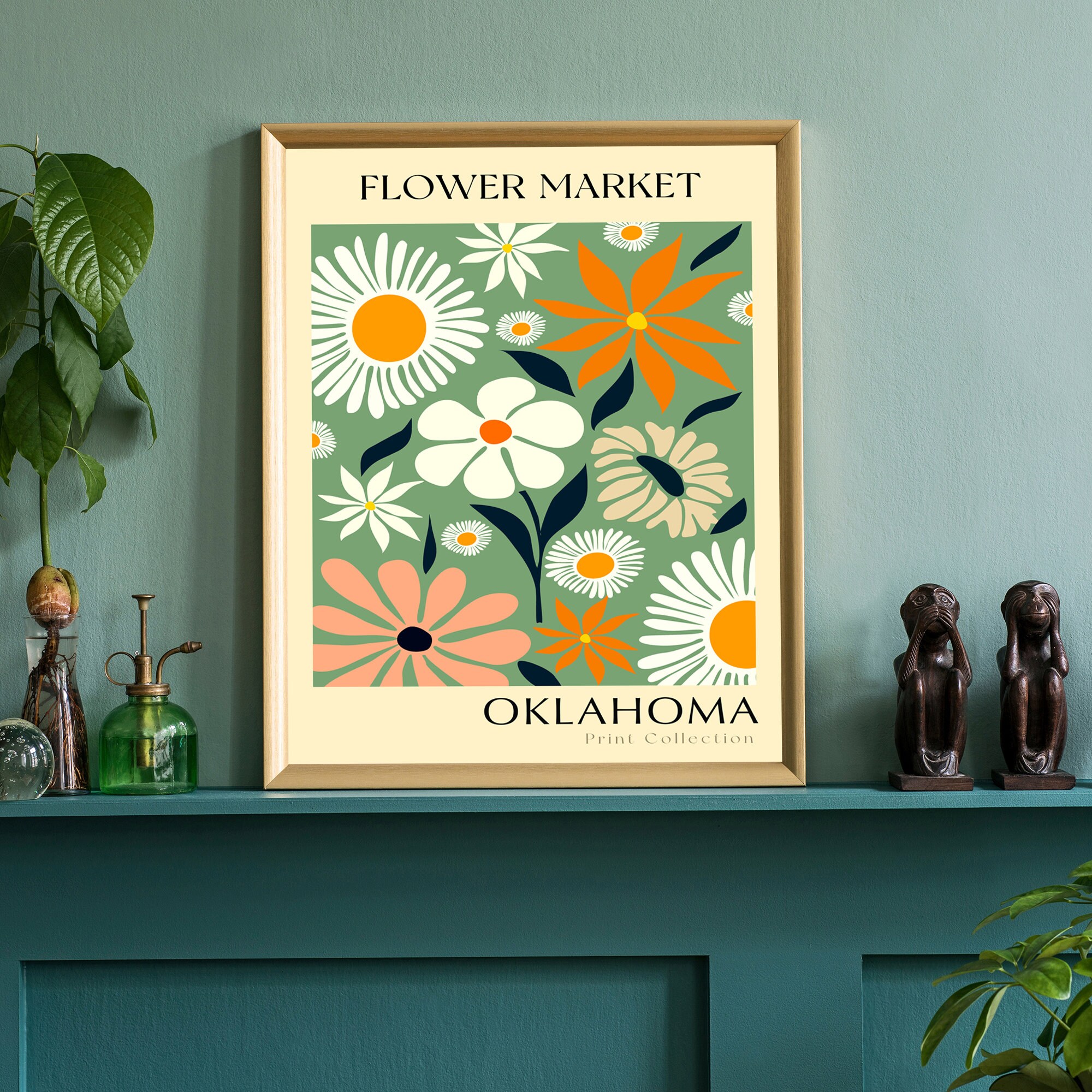 Oklahoma State Flower Print, USA States Poster, Oklahoma Flower Market ...