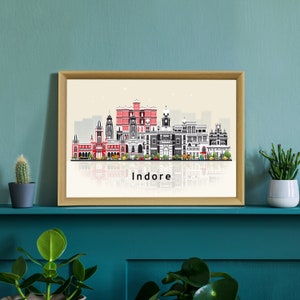 INDORE INDIA Illustration Skyline Poster, Modern Skyline Cityscape ...