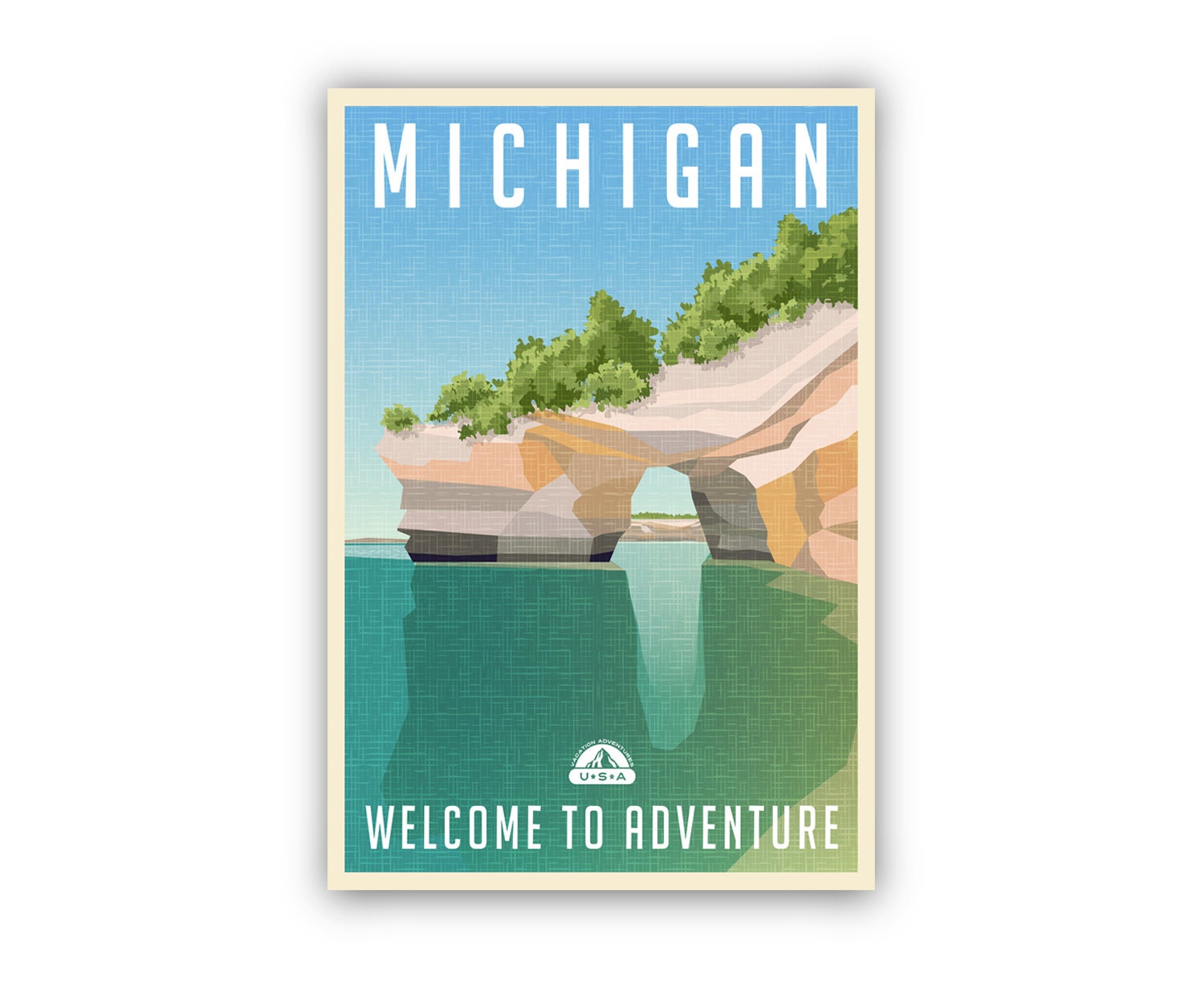 Retro Style Travel Poster, Michigan Vintage Rustic Poster Print, Home ...