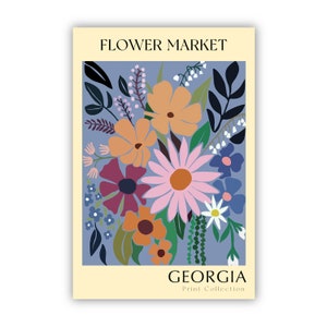 Georgia State Flower Print, USA States Poster, Georgia Flower Market ...