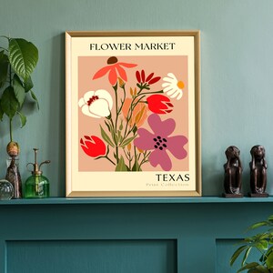 Texas State Flower Print, USA States Poster, Texas Flower Market Poster ...