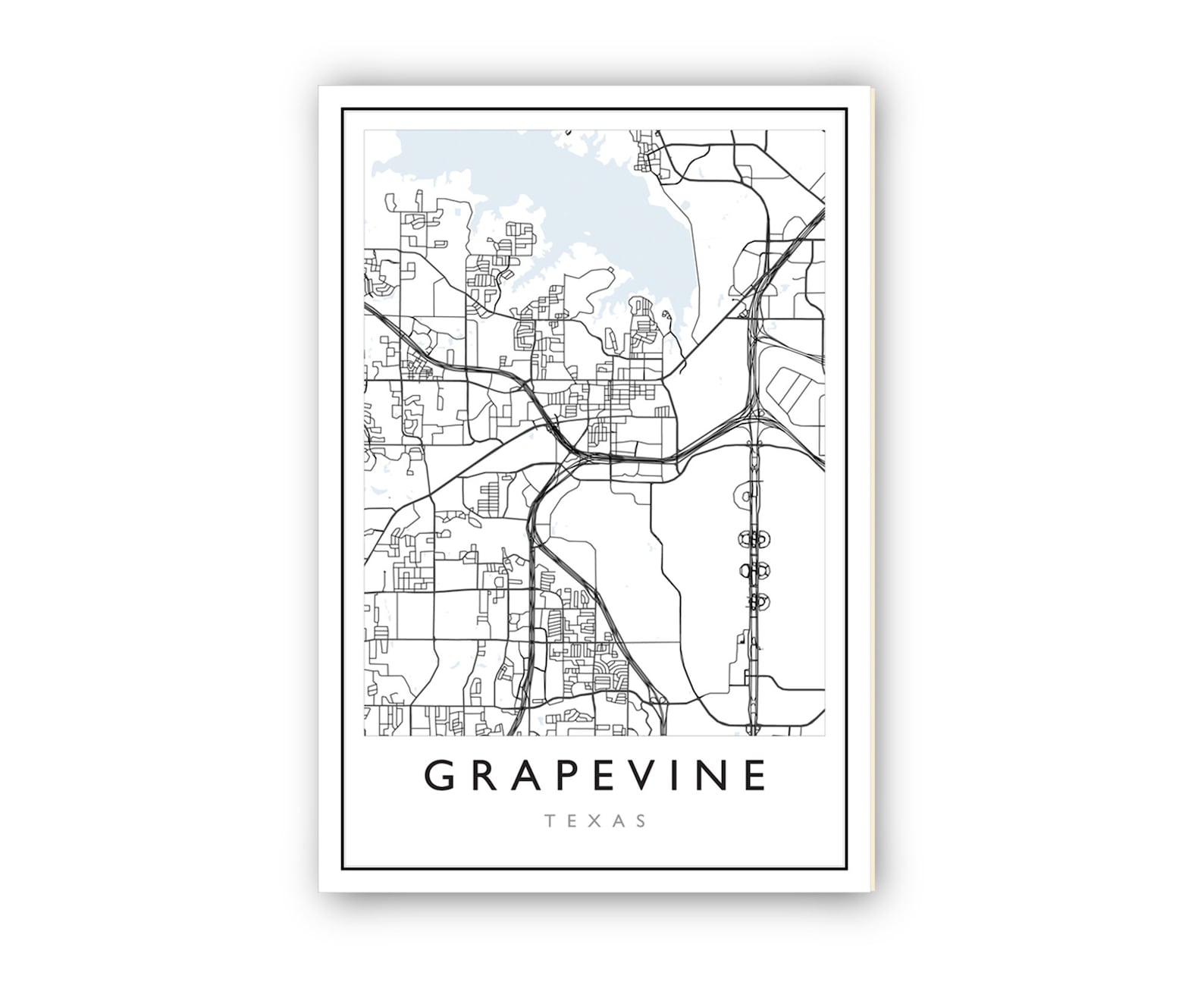 Grapevine Texas City Map Texas City Road Map Poster City - Etsy