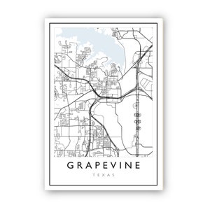 Grapevine Texas City Map, Texas City Road Map Poster, City Street Map ...