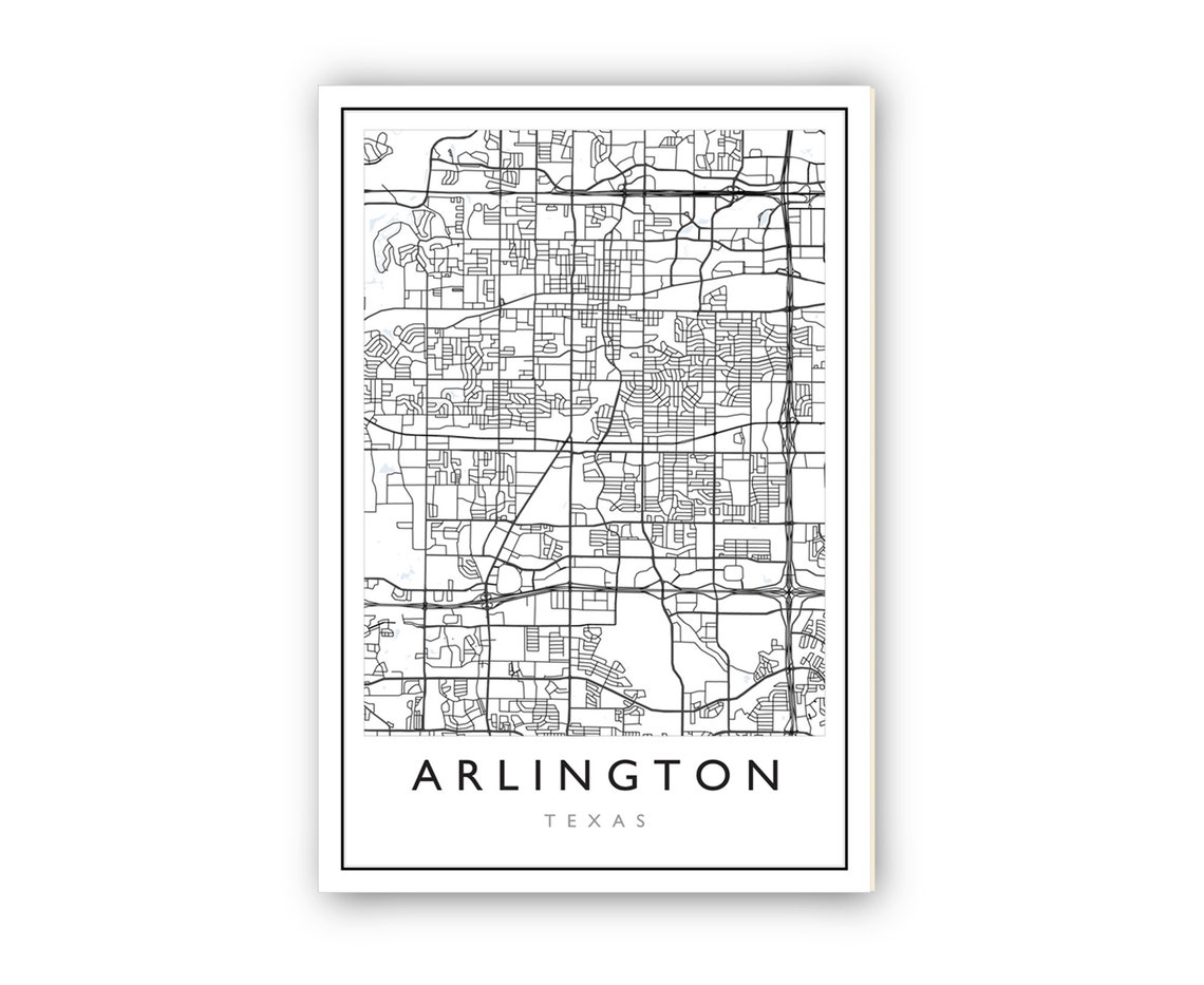 Arlington Map Arlington City Road Map Poster Arlington Texas | Etsy