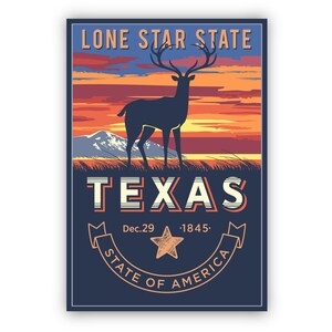 United States Poster, Texas State Poster Print, Texas State Emblem ...