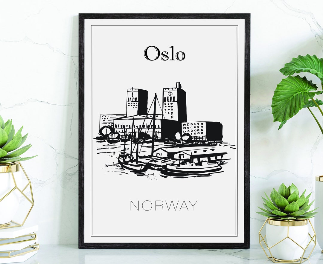 Hand Drawn Poster, Oslo Travel Poster, Norway Oslo Poster Wall Art ...