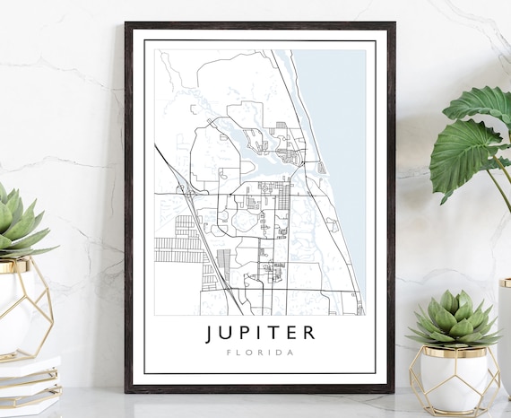 Jupiter Florida City Map Florida Jupiter Road Map Poster | Etsy