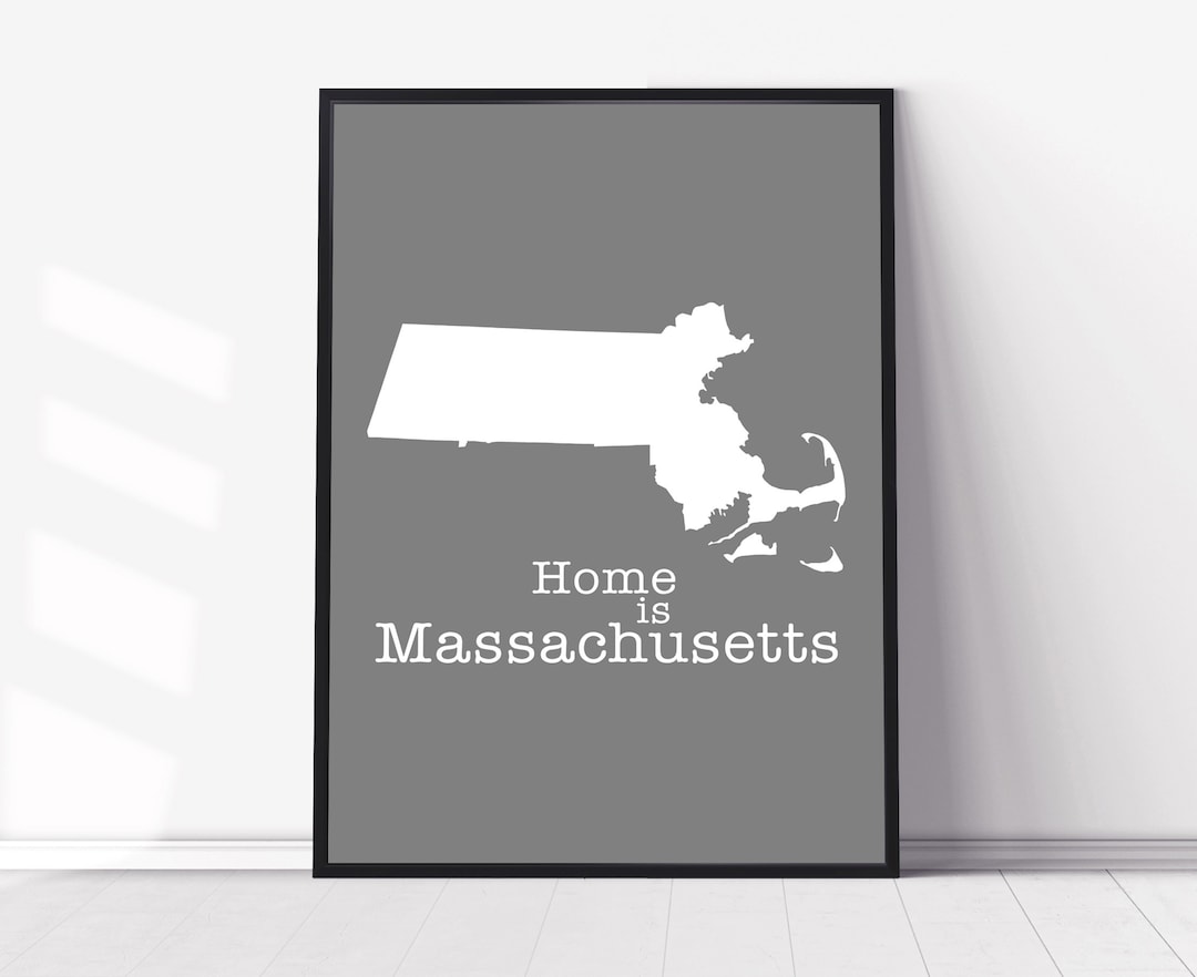 Massachusetts Map Wall Art, Massachusetts Modern Map Poster Print, City ...