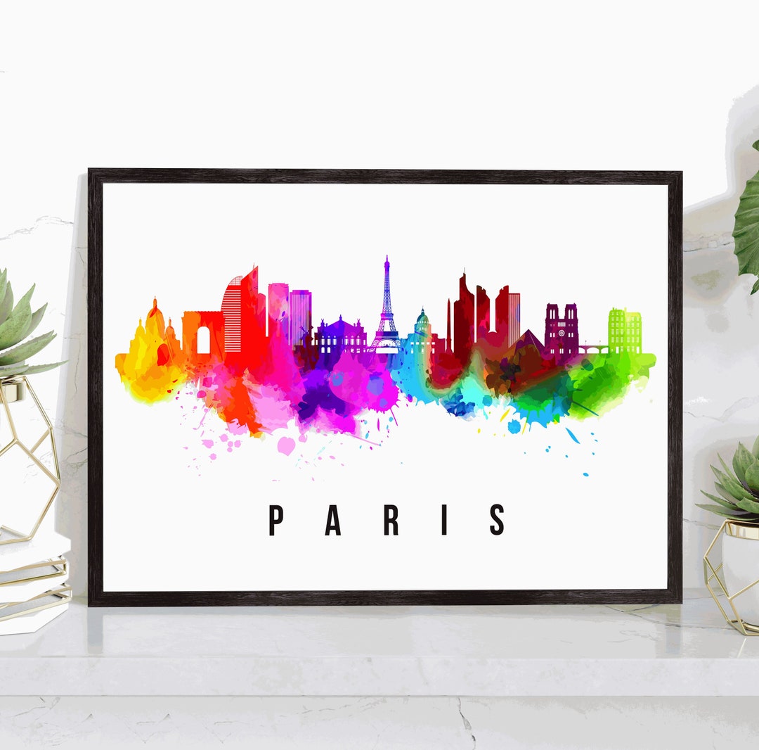 PARIS - FRANCE Poster, Skyline Poster Cityscape and Landmark Paris ...